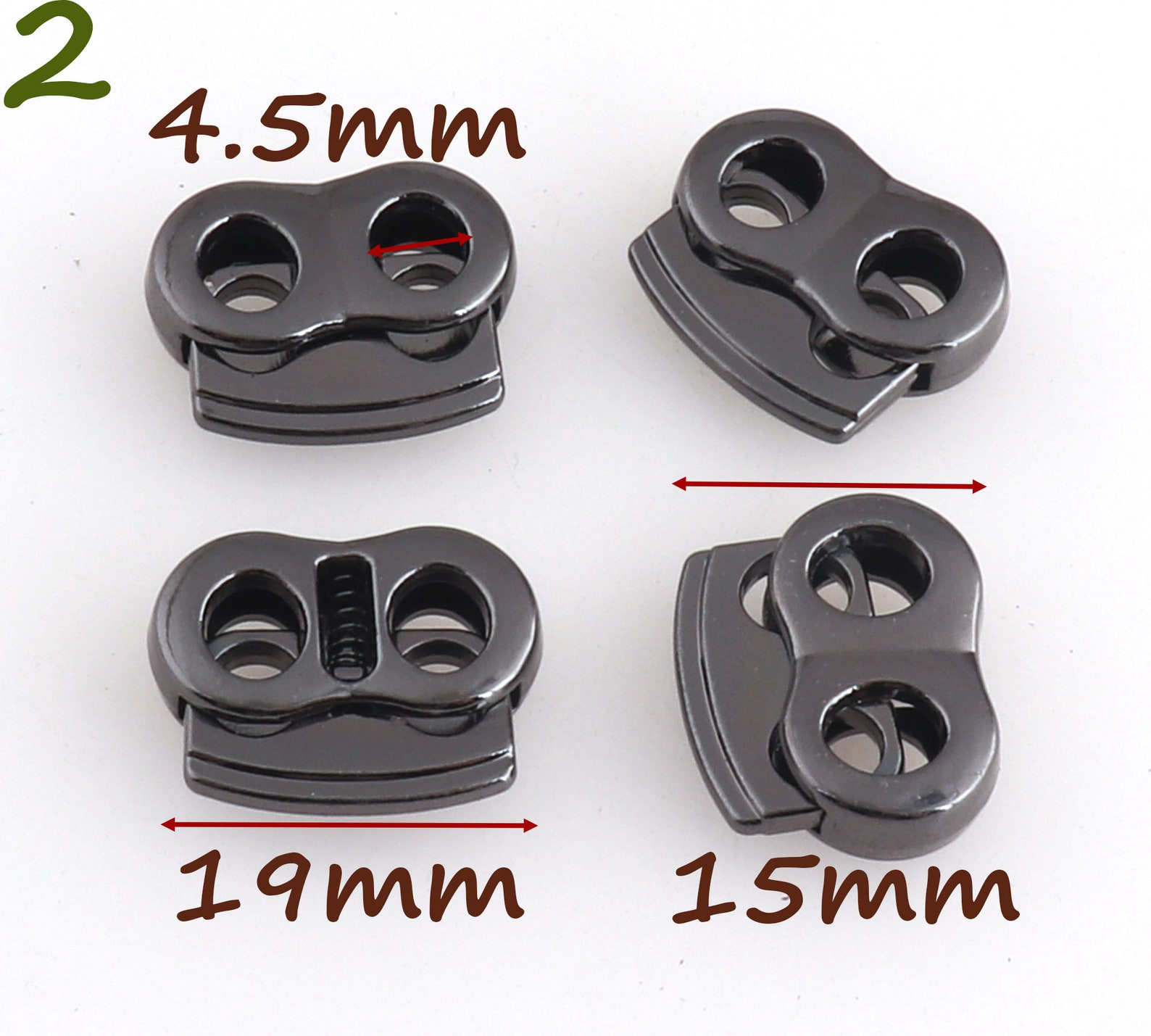 CHOOSE YOUR Size-gunmetal Toggle Cord Lock Cord Stopper Spring - Etsy