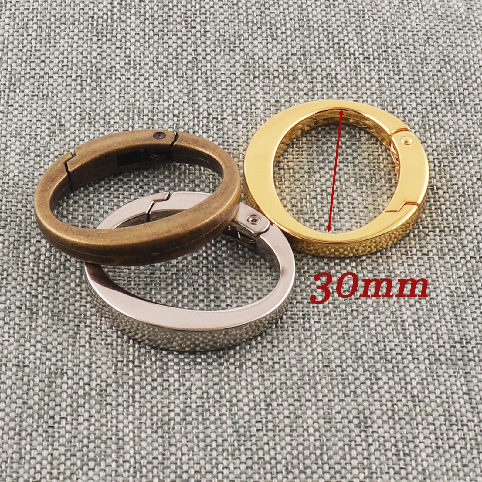 Round Carabiner Metal Spring Key Ring 30mm Oval Spring Snap - Etsy