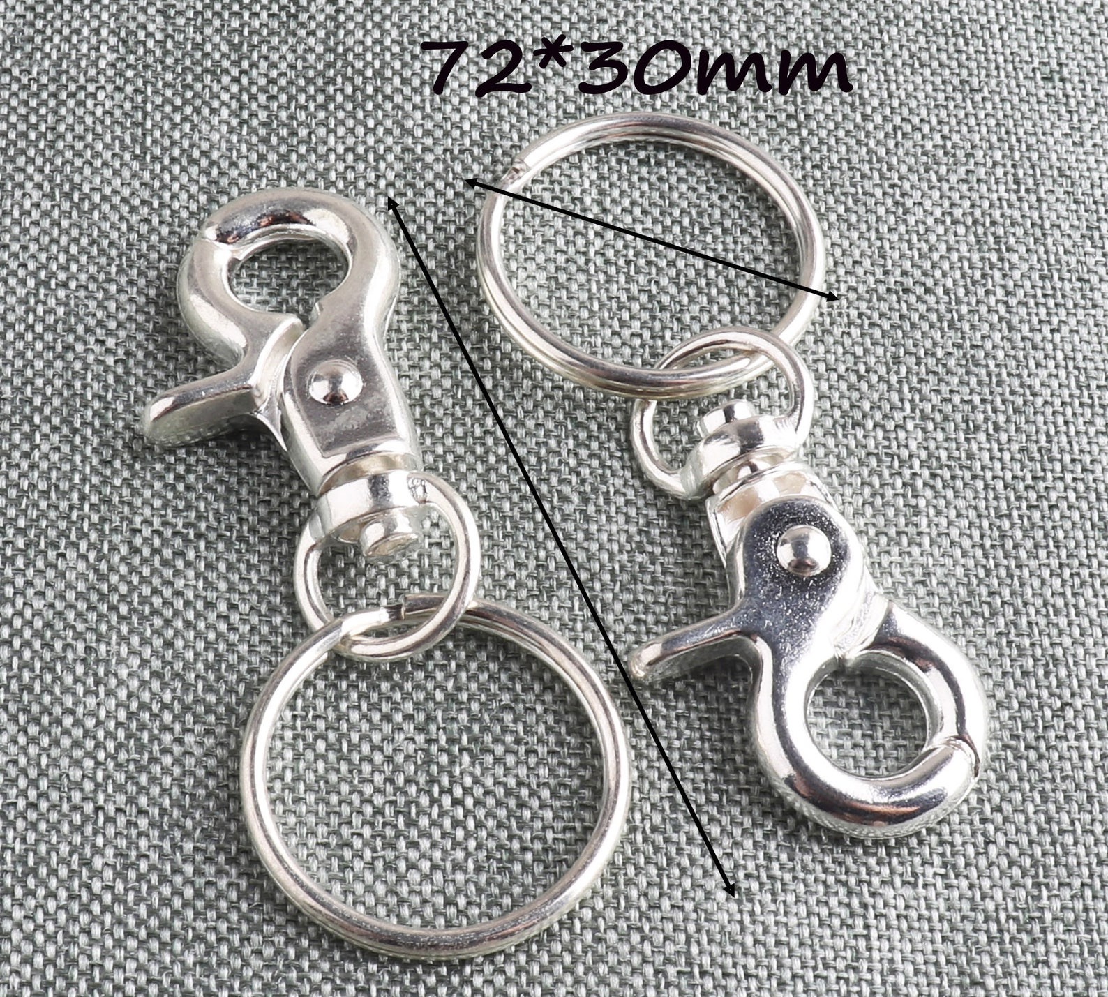 Lobster Swivel Clasp With Key Chain Ring Plated Silver/black 72*30mm ...