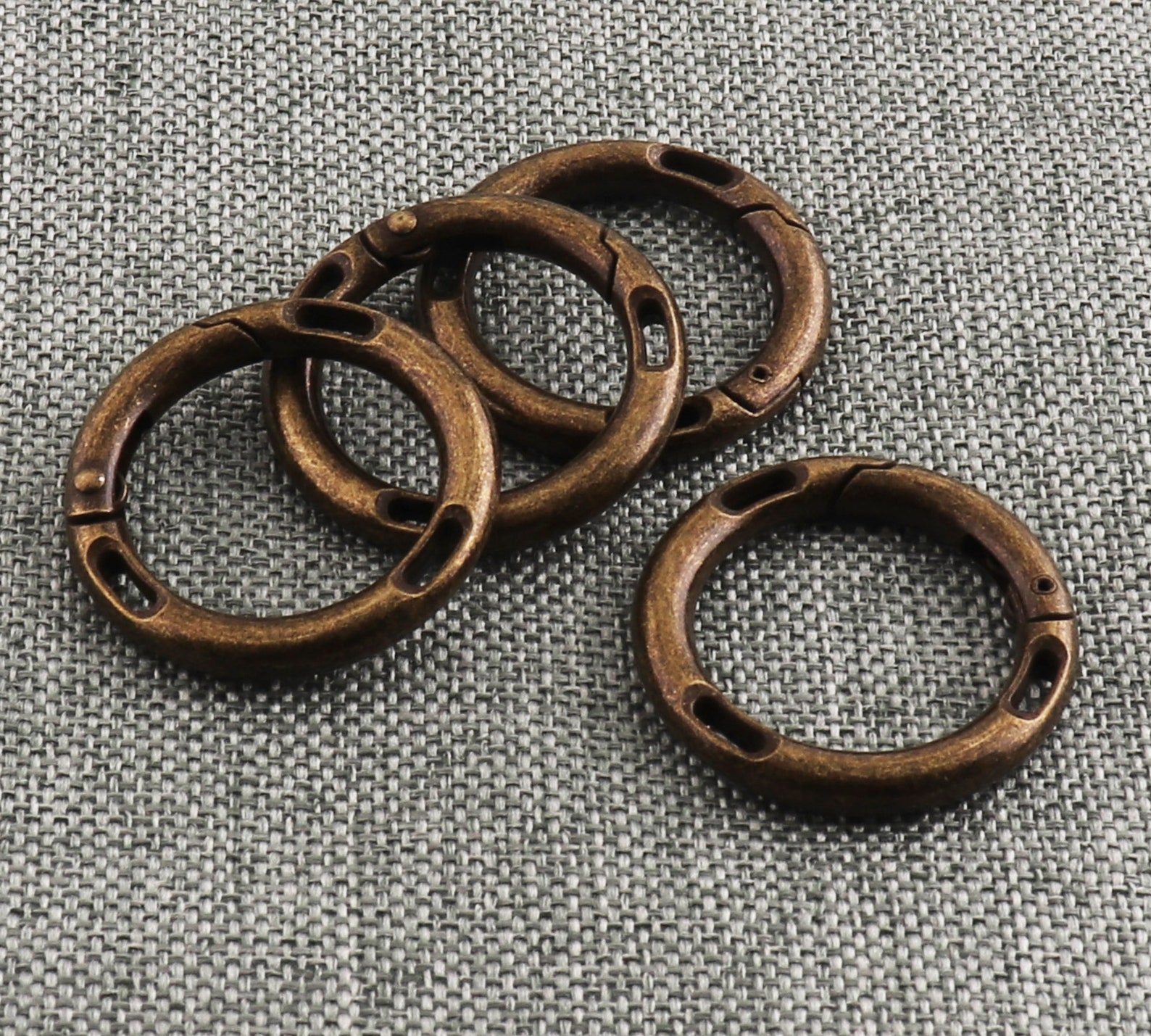 Antique Bronze Spring Ring Clasp With Hole 21mm Round Circle - Etsy