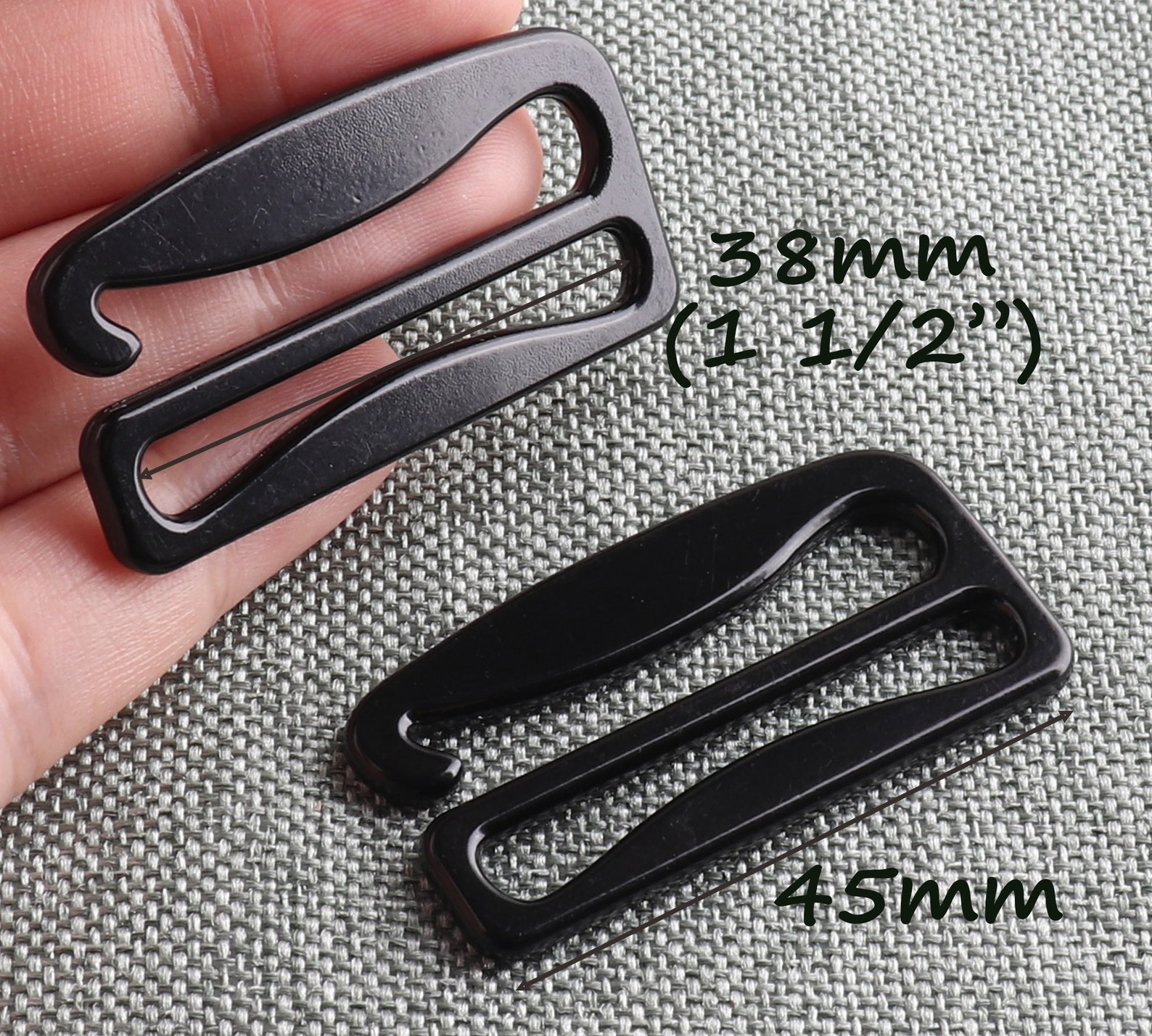 G Hook Bra Strap Slider Hooks 1 12 Black Colored Metal Etsy