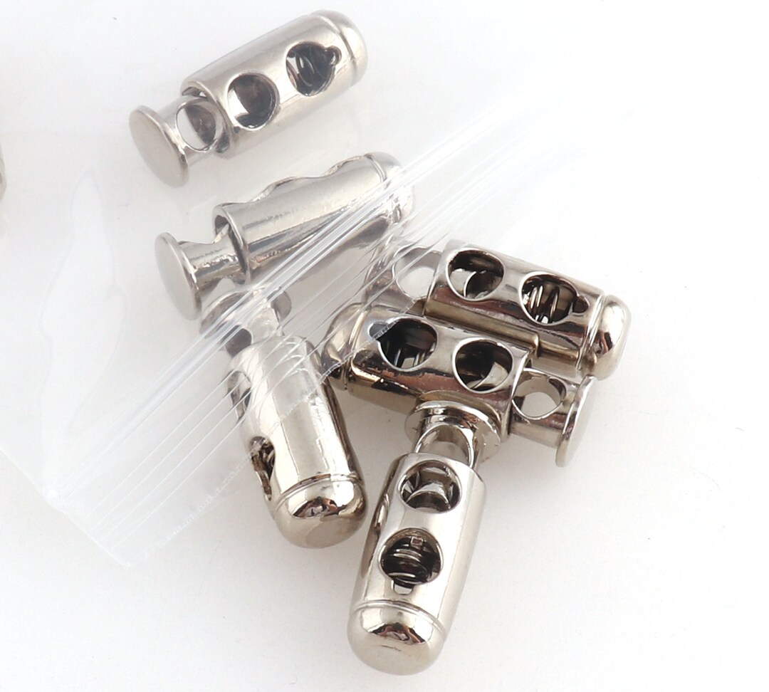 Silver Cord Lock Cord Stopper 4.5mm Hole Metal Cord Toggle Spring End ...