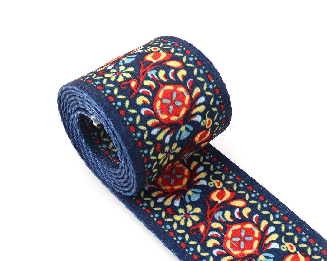 Cotton Webbing Jacquard Webbing 2 " Colorful Chinese Style Polyester ...