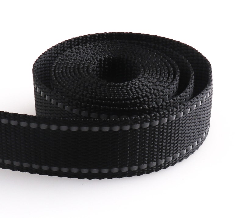 Black/gray Reflective Webbing Tape Ribbon Sew on Reflective Stitching ...