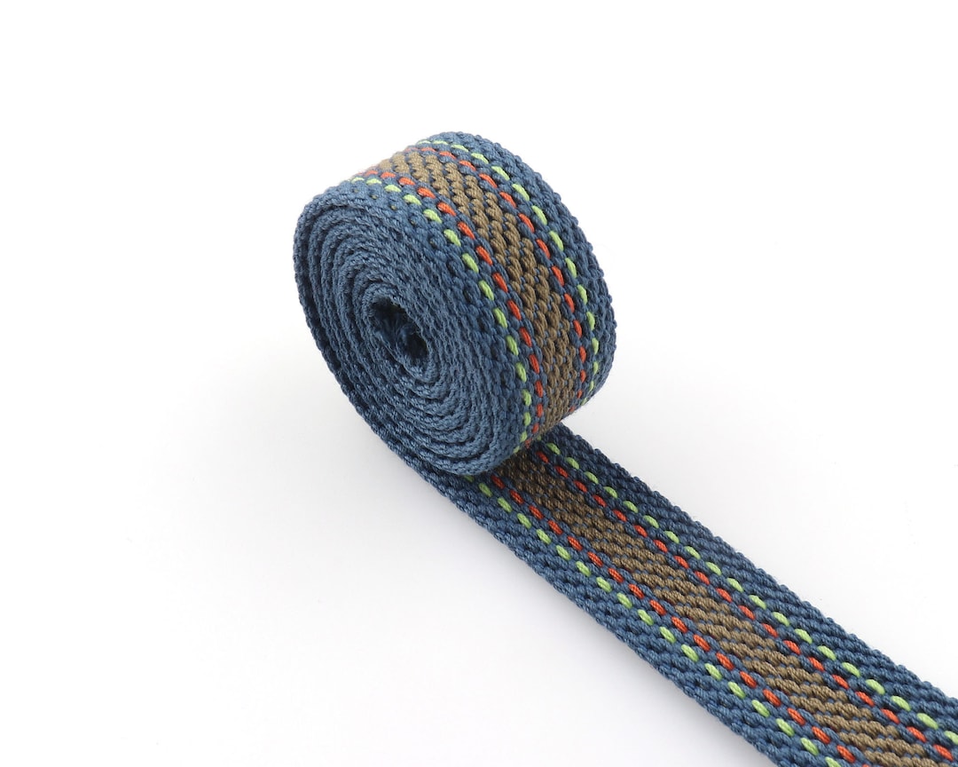 Blue Cotton Stripe Webbing,1"soft Webbing Woven Webbing,for Bag Straps ...