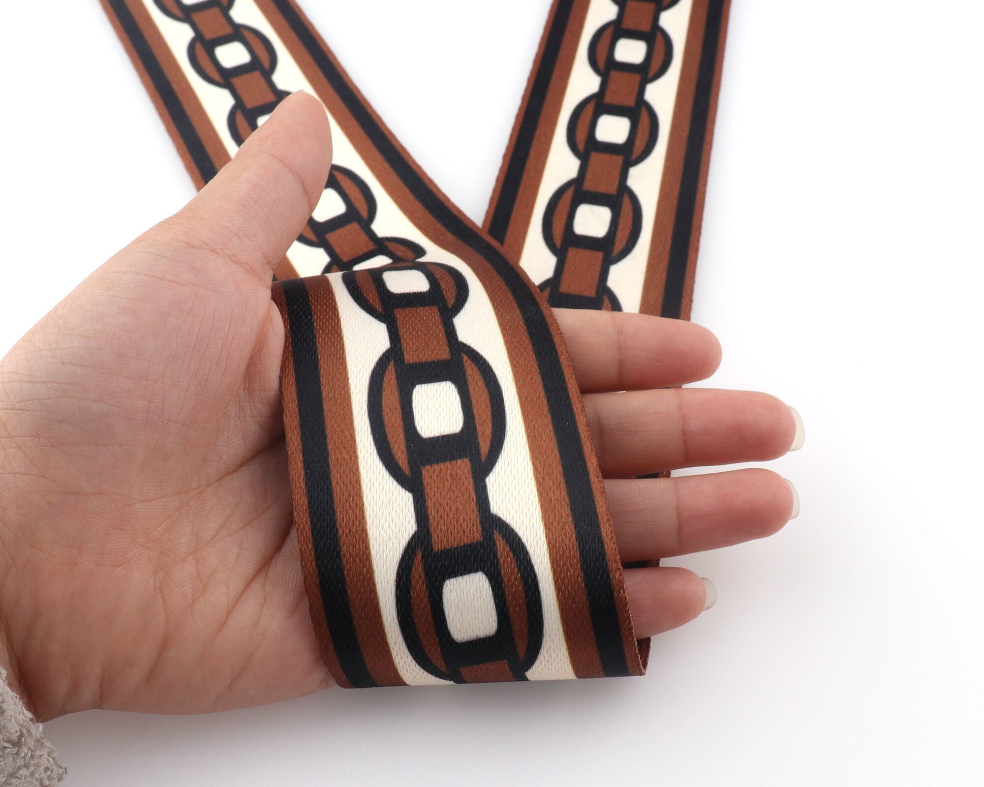 Nylon webbingchain pattern soft webbing brown beautiful high | Etsy