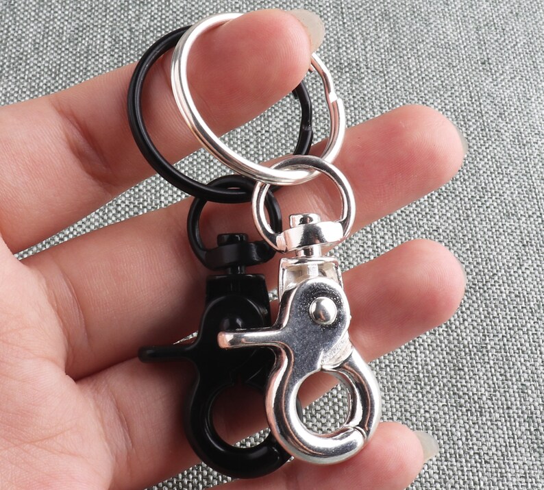 Lobster Swivel Clasp With Key Chain Ring Plated Silver/black - Etsy