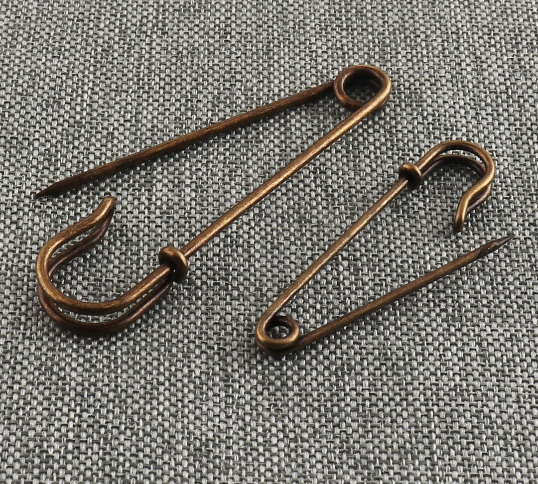 Brooch Pins Antique Brass Needle Large Metal Safety Pins Connector 50 ...