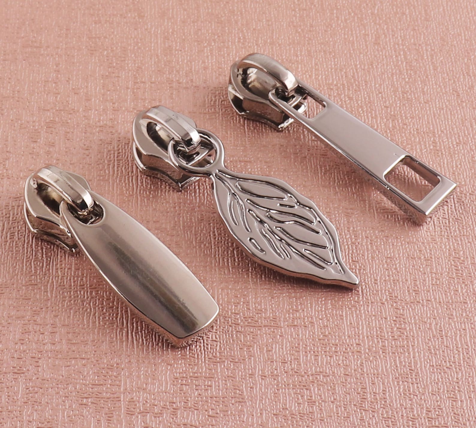 Zipper Pull Silver Leather Zip Puller Size 5 Alloy Zipper | Etsy