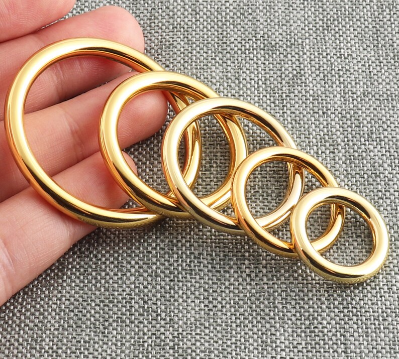 Gold O Ring CHOOSE YOUR SIZE 14/19/24/25/35mm Non Welded O Loop O Rings ...