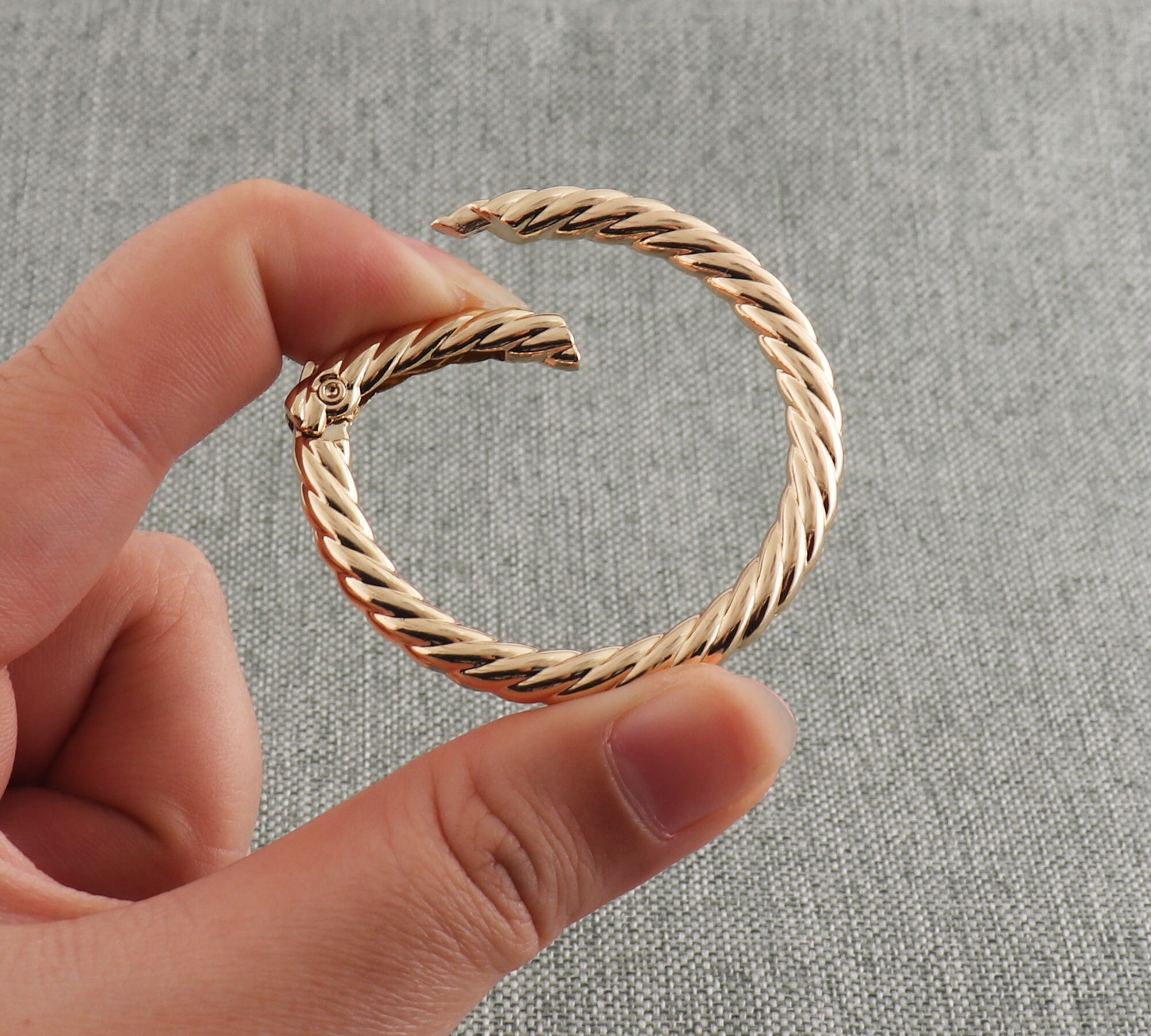 Twist Rope Spring Ring Clasp Wreath Woven Spring Gate Ring Shiny Gold ...