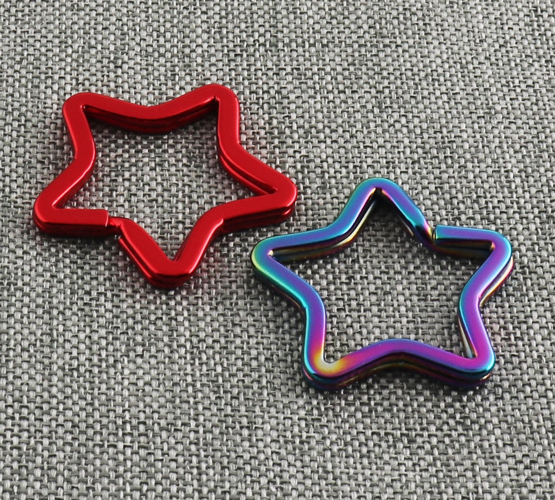 Split Ring 34mm Star Shape Key Ring Rainbow/red Split Key Chain Ring ...
