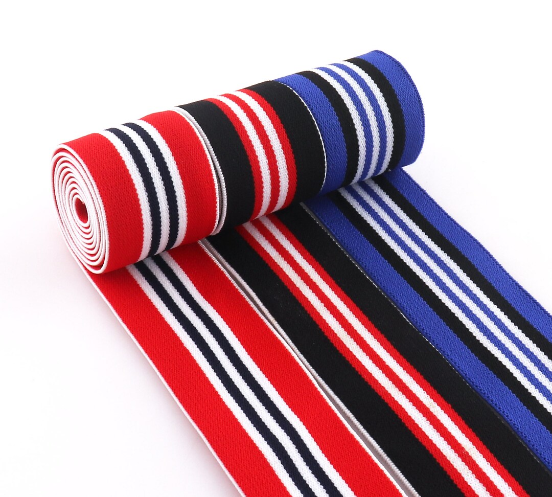 Elastic Band Striped Webbing 1.5 Inch DIY Black Elastic Band for ...