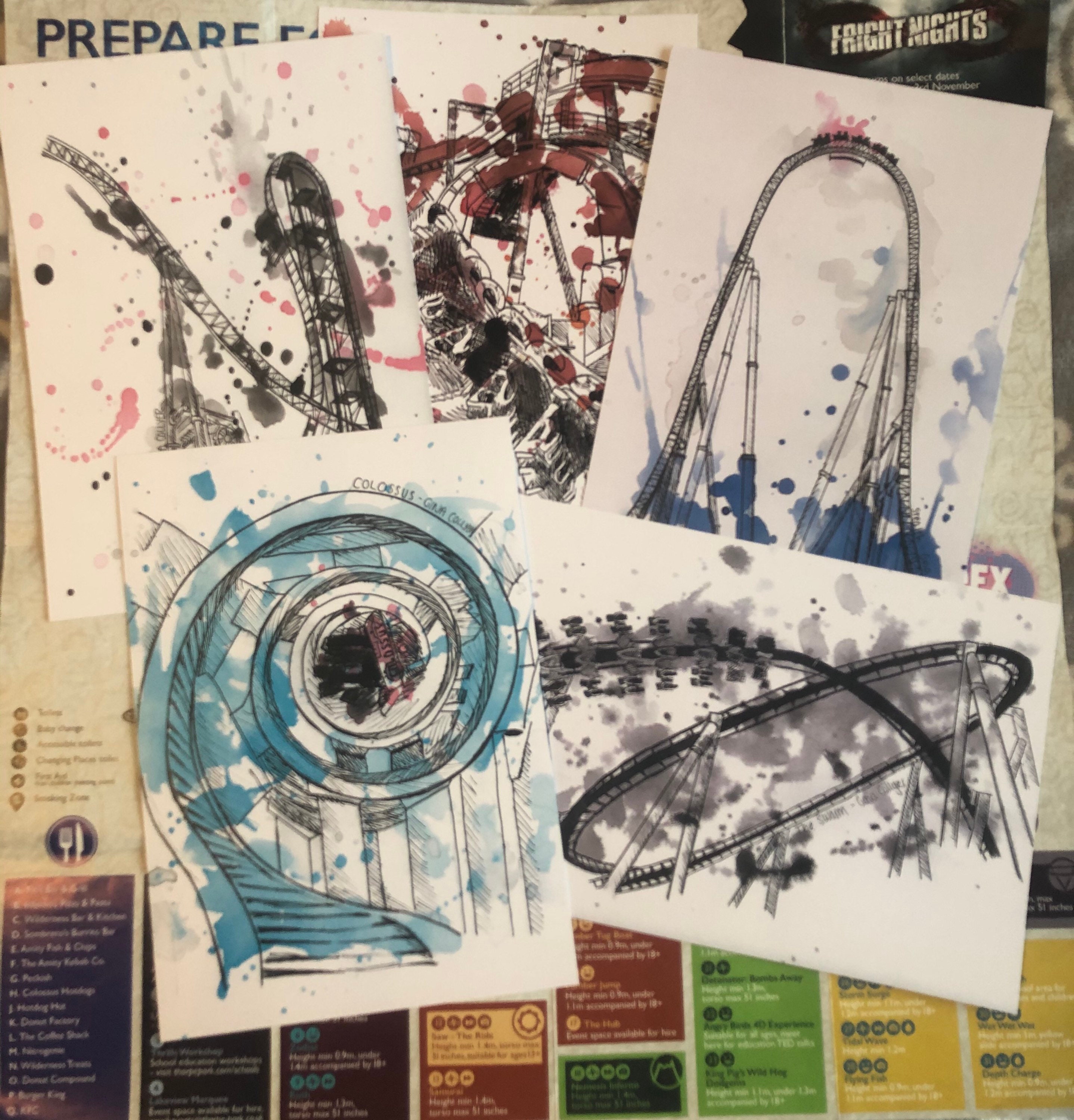 Thorpe Park A5 Rollercoaster Prints Watercolour - Etsy UK