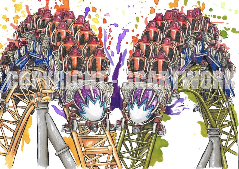 Stardust Racers Inspired Artwork - A5 Rollercoaster Watercolour Print ...