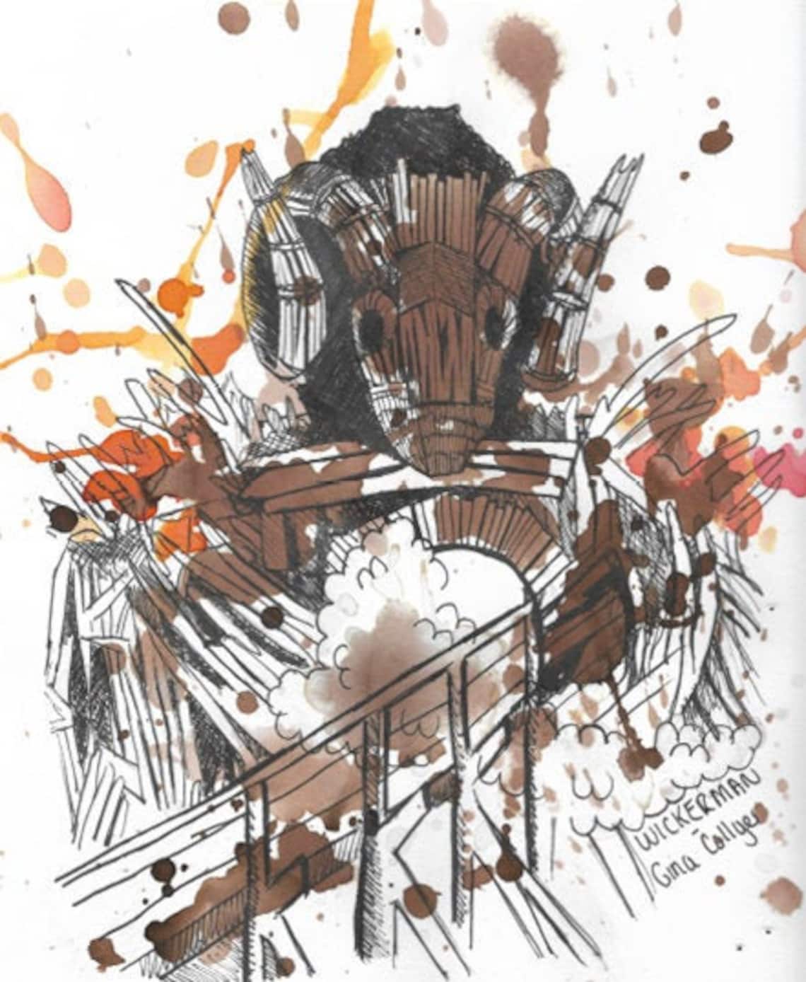 Wicker Man A5 Print Alton Towers Watercolour Artwork - Etsy