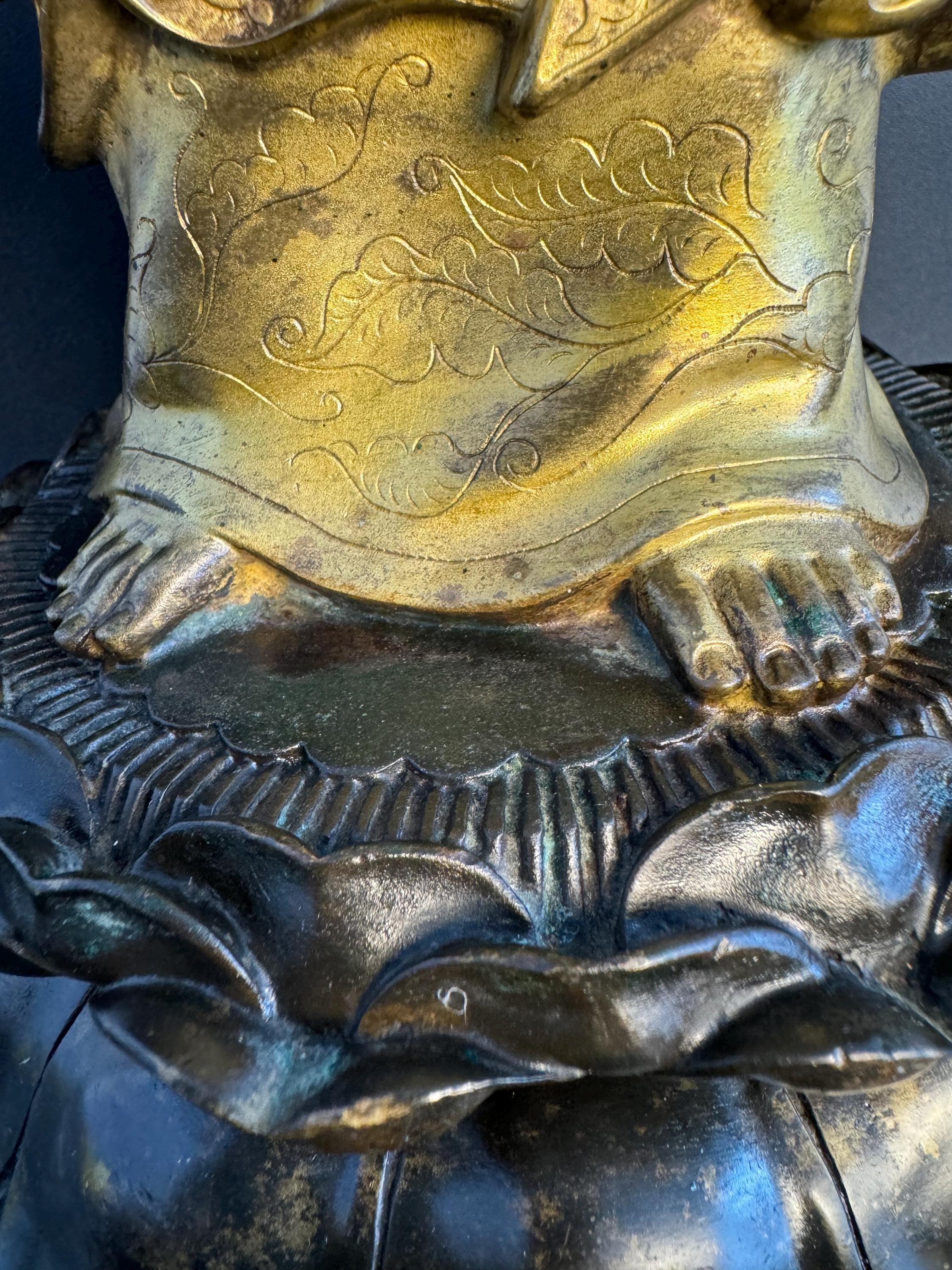 Large Chinese Gilt Bronze Figure of Guanyin Buddha 46 Cm High / Artifact / Buddha China ...