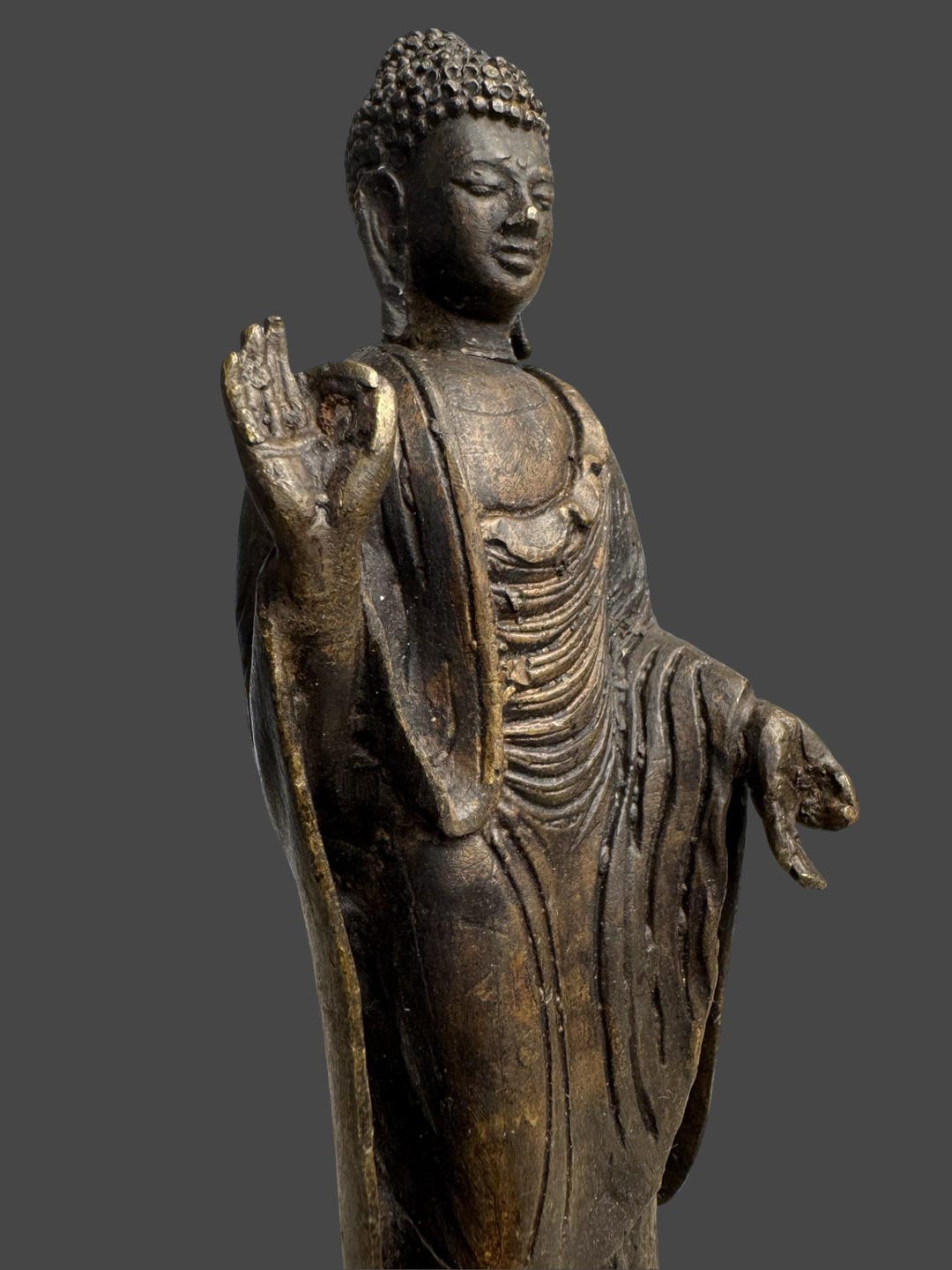 Antique 19th Century Japanese Antique Standing Amitabha Buddha Statue ...