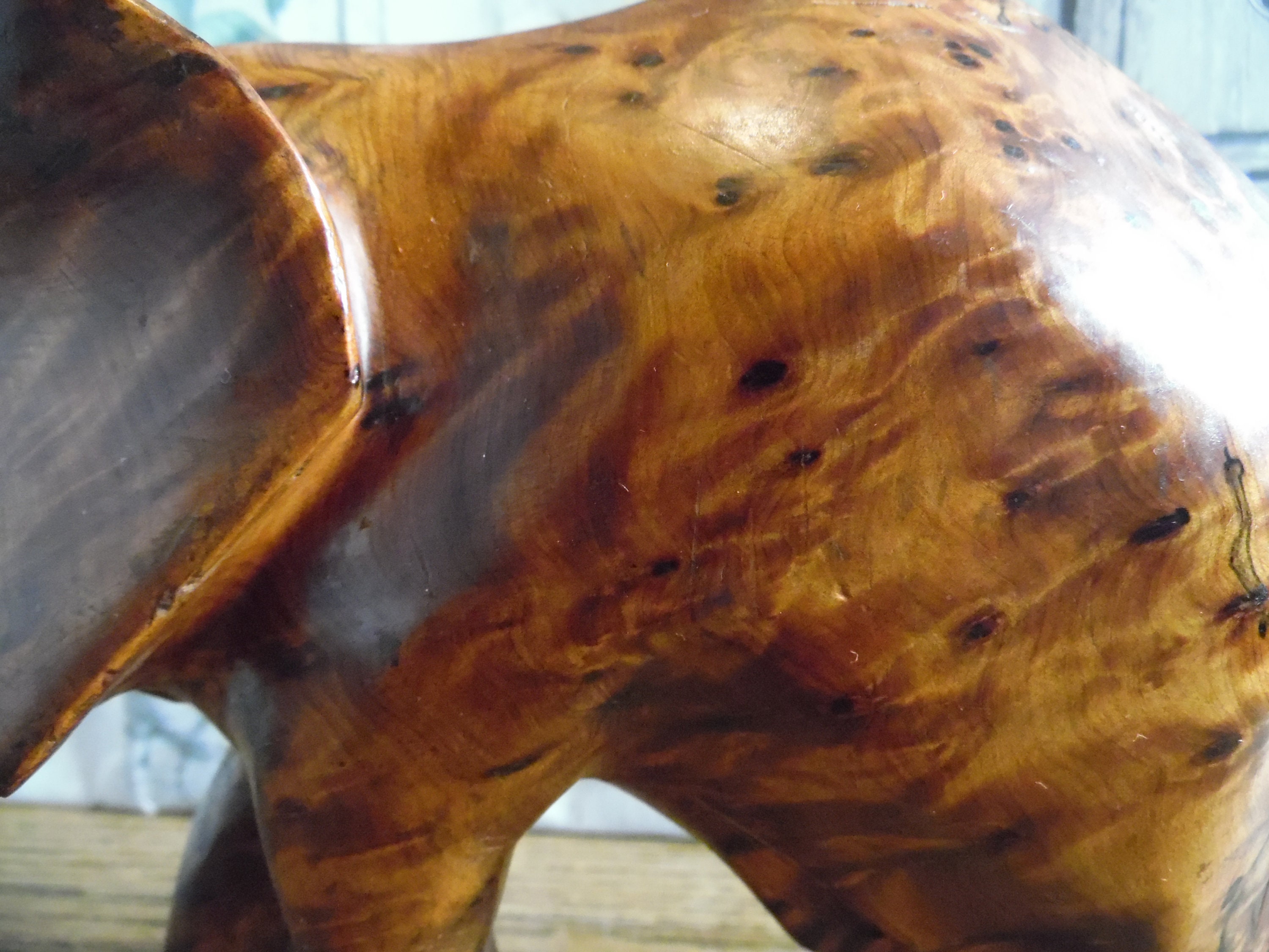 Antique, Spalted, Black Walnut Burr, Hand Carved Elephant - Etsy