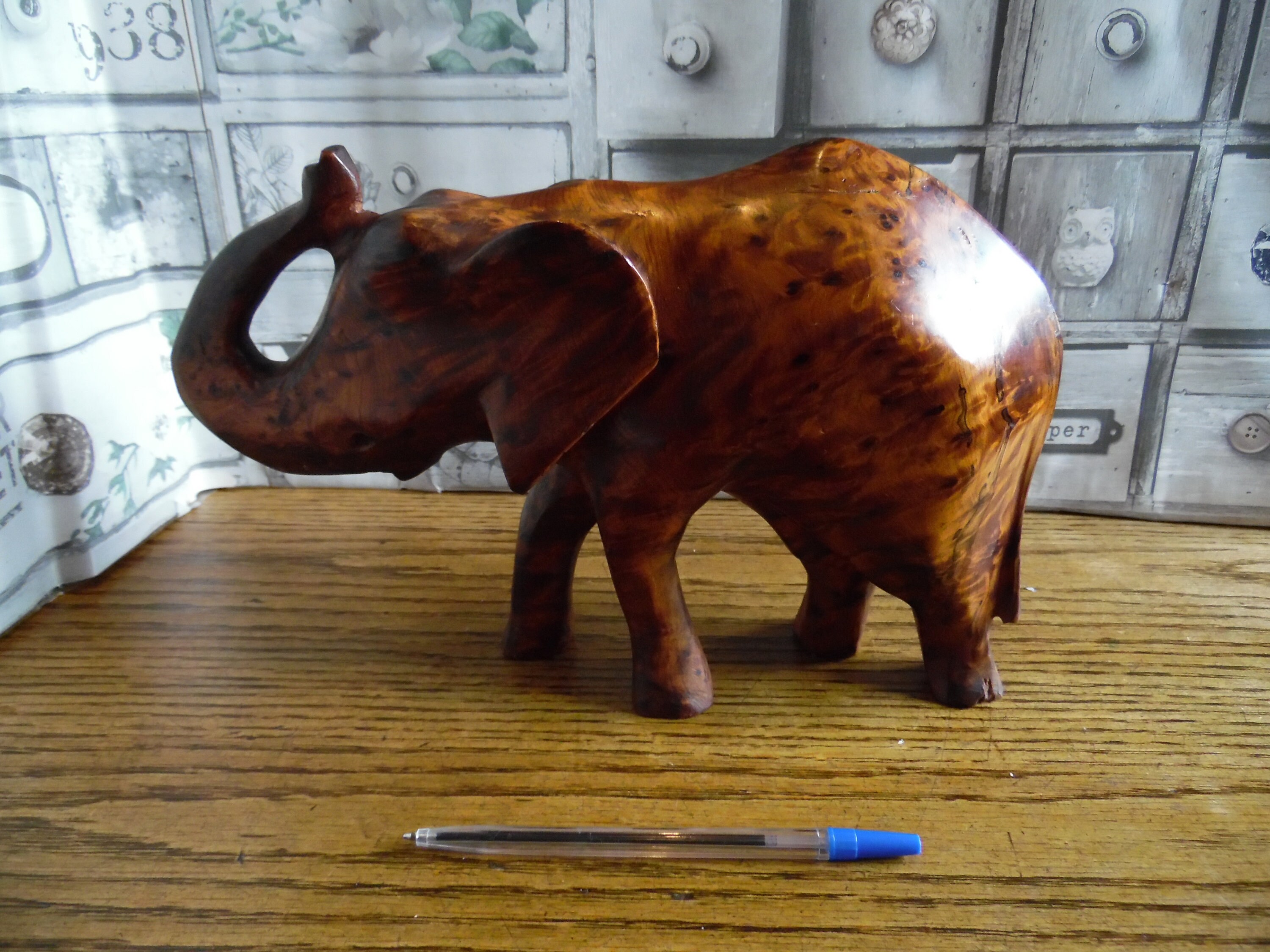 Antique, Spalted, Black Walnut Burr, Hand Carved Elephant - Etsy