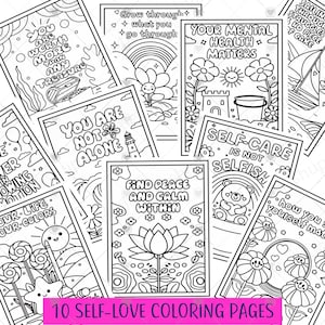 Set 1 Positive Mental Health Coloring Pages, Empowerment, Self-care Era ...