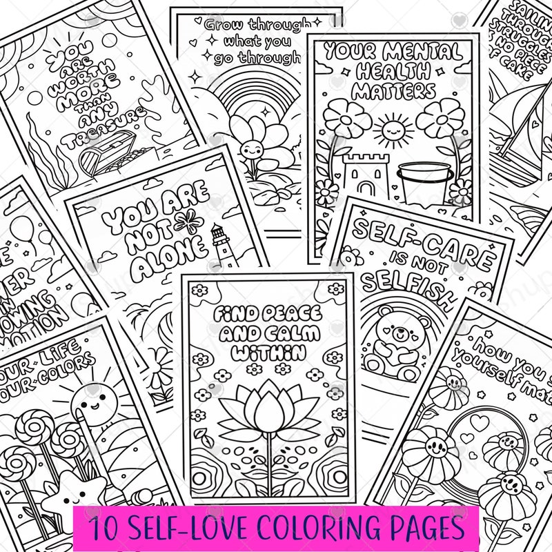 Kids Mental Health Coloring Pages - Etsy