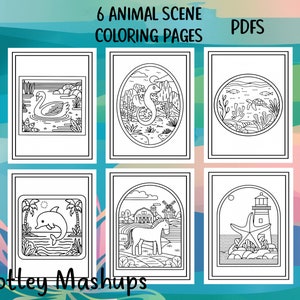 Boho Outdoor Animal Scenes Coloring Pages, Frameable Coloring ...