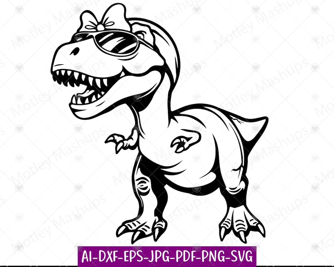 T-rex Mama Bow and Sunglasses Svg Png, Tyrannosaurus Rex, Mamasaurus ...