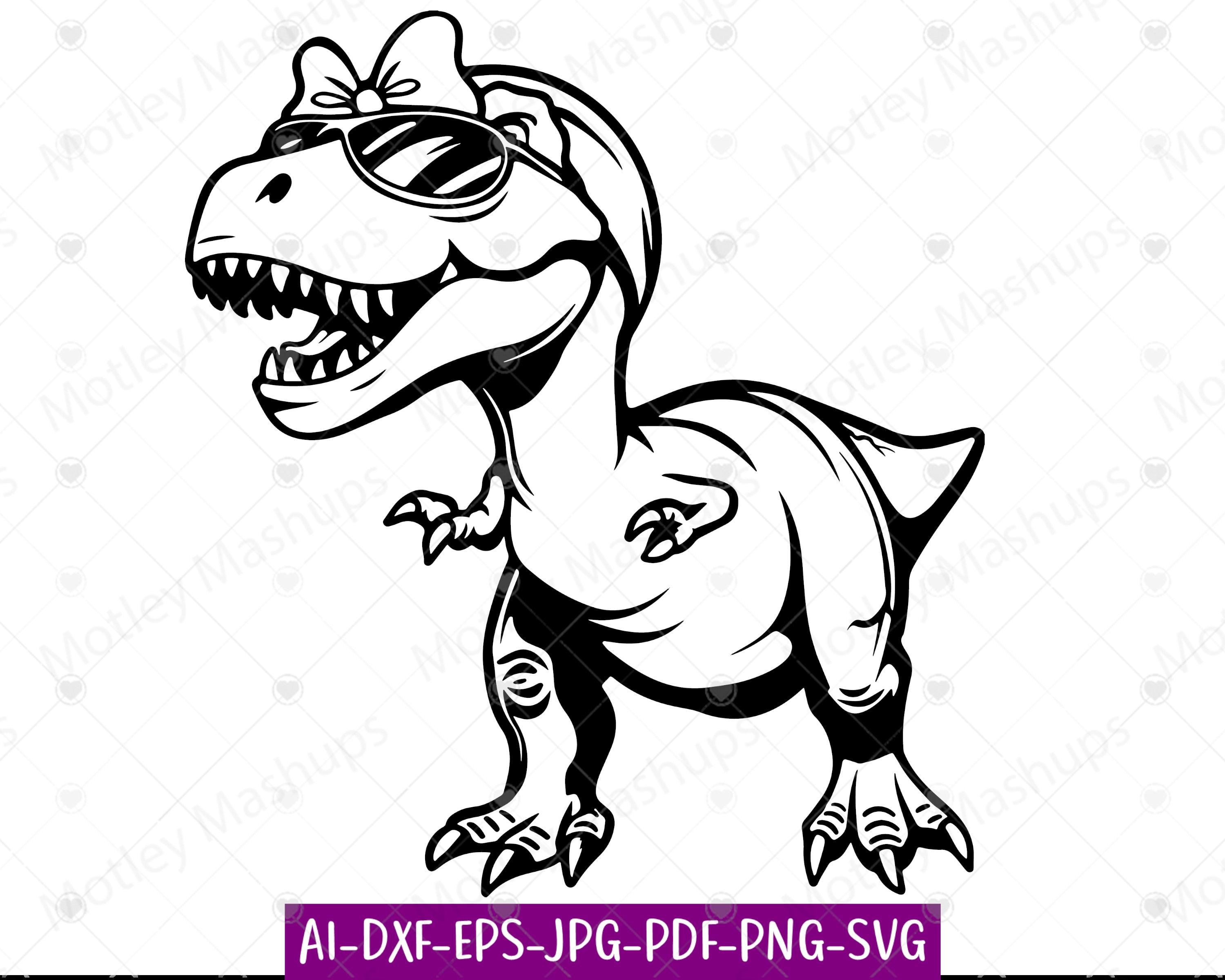T-rex Mama Bow and Sunglasses Svg Png, Tyrannosaurus Rex, Mamasaurus ...