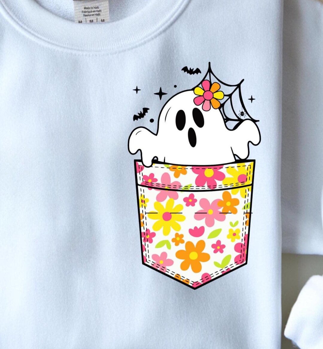 Floral Ghost Pocket Png, Retro Halloween Design (digital Download) - Etsy
