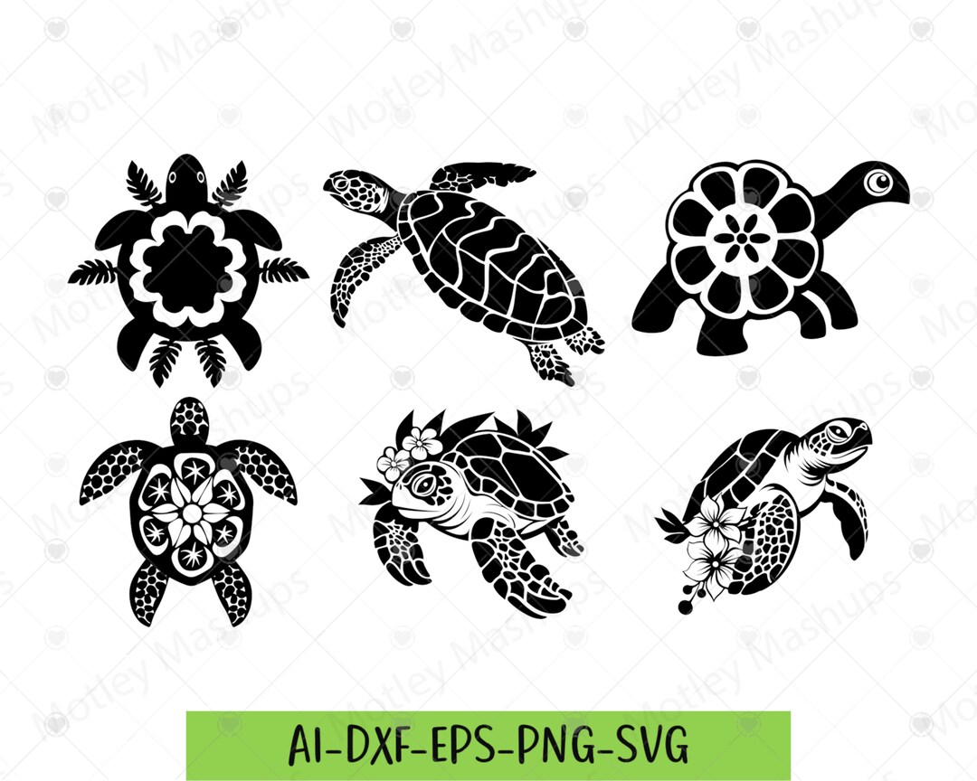Turtle With Flowers SVG, Turtle SVG Dxf, Turtle Clipart, Turtle Cricut ...