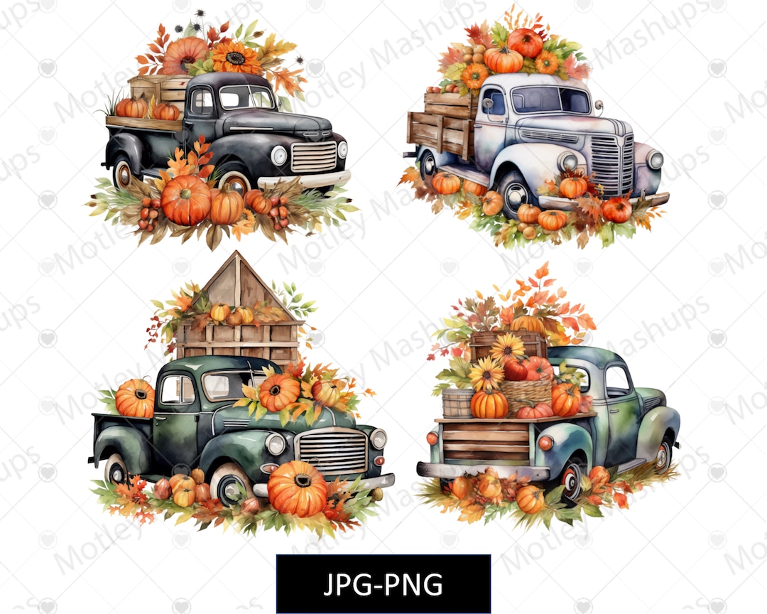 Fall Truck PNG, Fall Vintage Trucks, Vintage Fall Truck Bundle, Fall ...