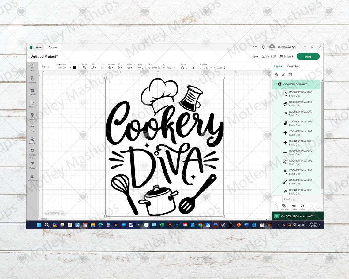 Cookery Diva Kitchen SVG, Chef PNG, Cricut Cut File (digital Download ...