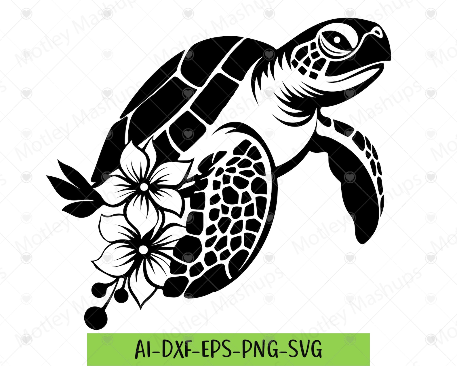 Turtle With Flowers SVG, Turtle SVG Dxf, Turtle Clipart, Turtle Cricut ...