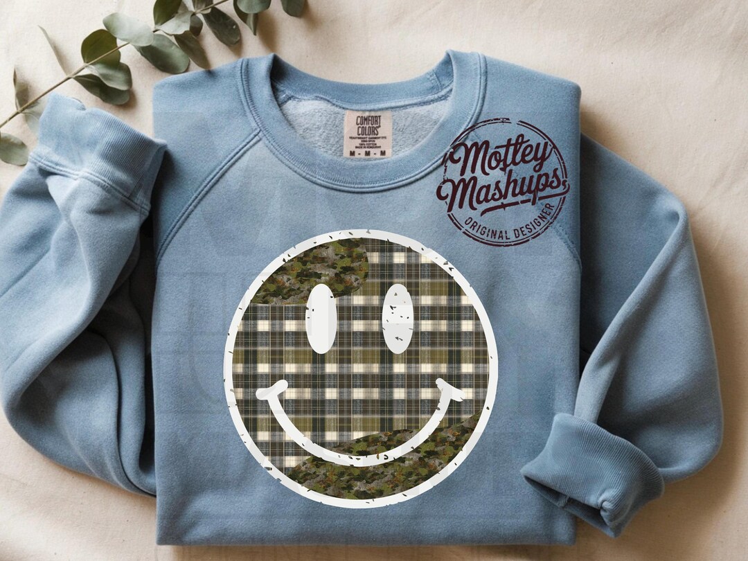 Camo Plaid Smiley Face PNG (digital Design) - Etsy