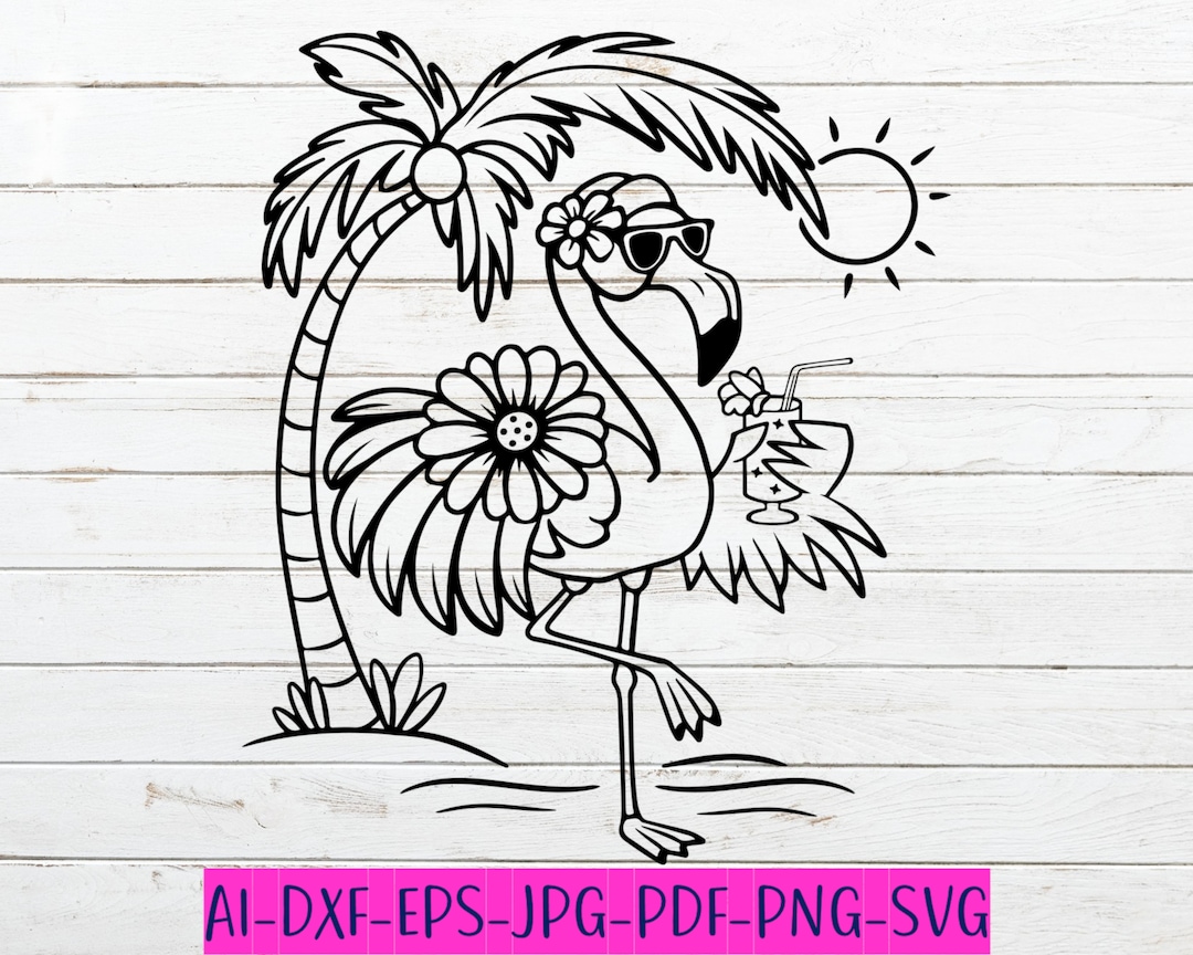 Floral Flamingo SVG, Beach Svg, Summer Svg Png, Animal Svg Png ...
