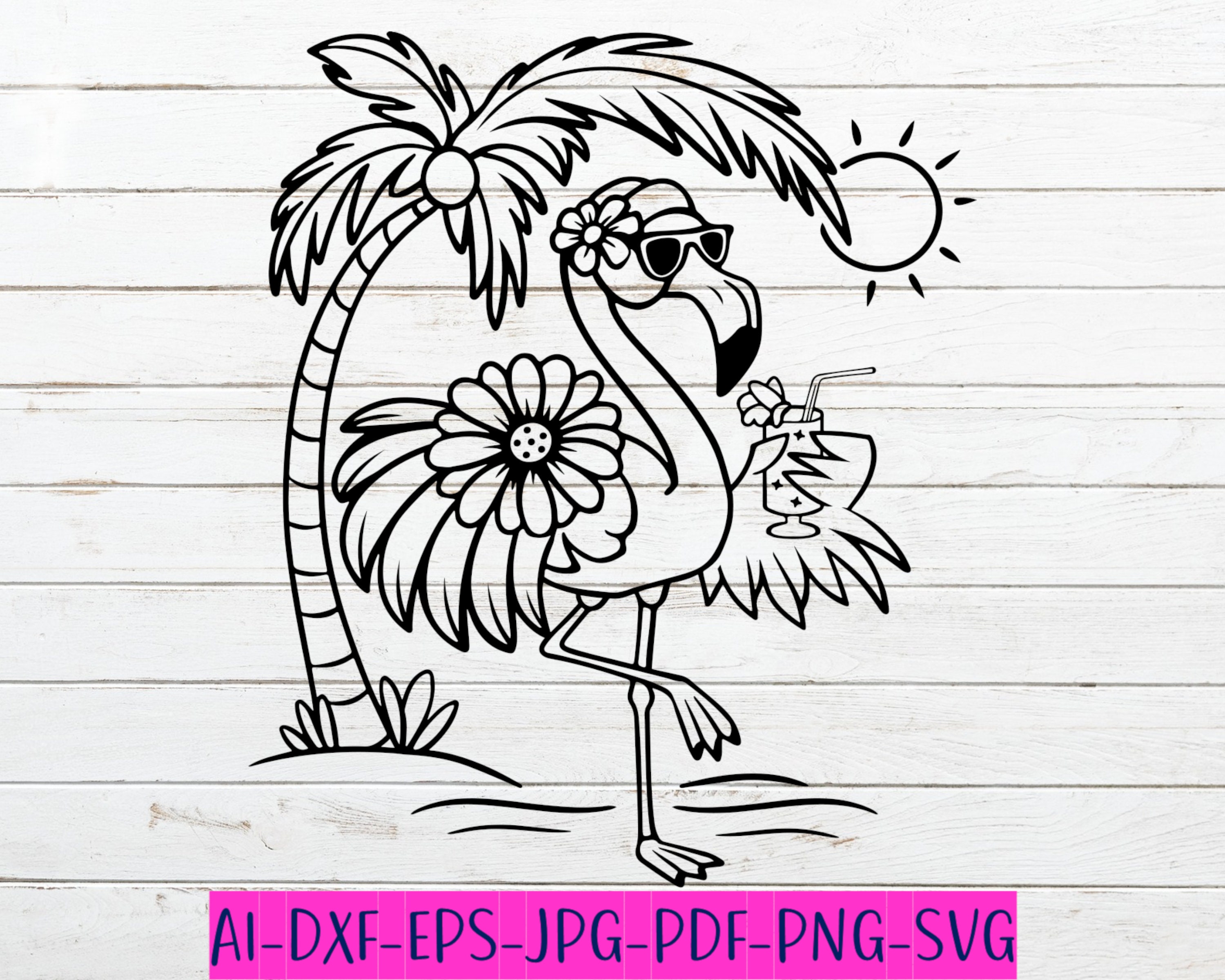 Floral Flamingo SVG, Beach Svg, Summer Svg Png, Animal Svg Png ...