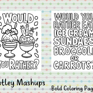 Would You Rather Kids Coloring Pages, Weird Fun Food Choices, Kids ...