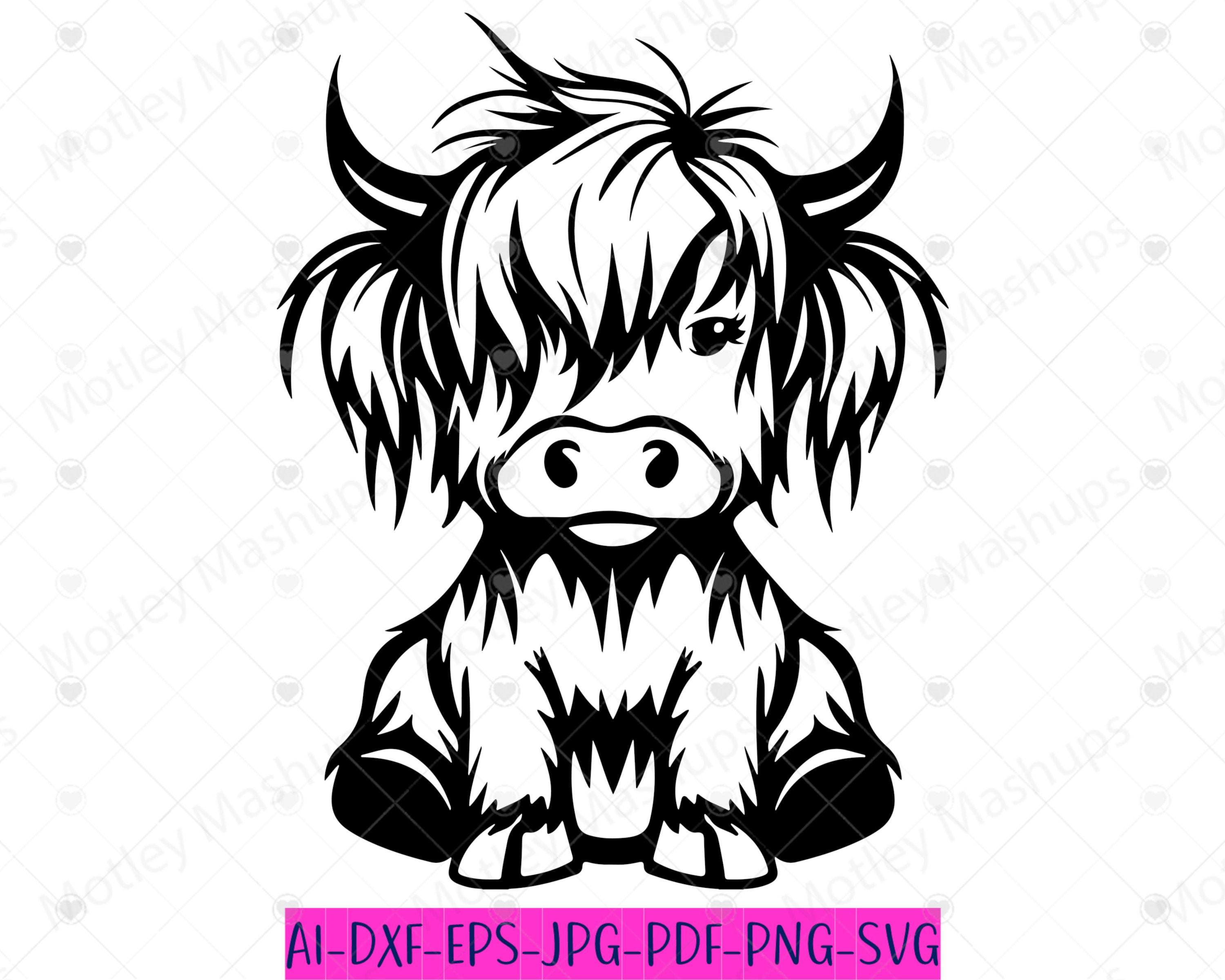 Cute Sassy Highland Cow Svg, Sitting Highland Cow Svg Png, Highland Cow ...