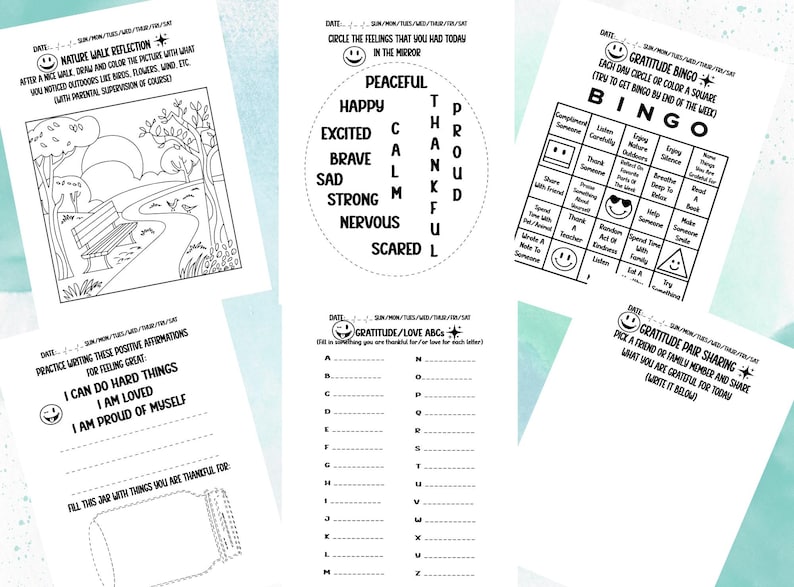 Gratitude Journal Pages, Mindfulness Prompts, Self-esteem Activities ...