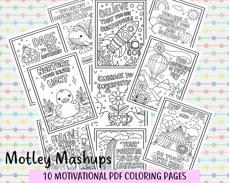 Positive Affirmation Coloring Pages, Mental Health Designs (PDF ...