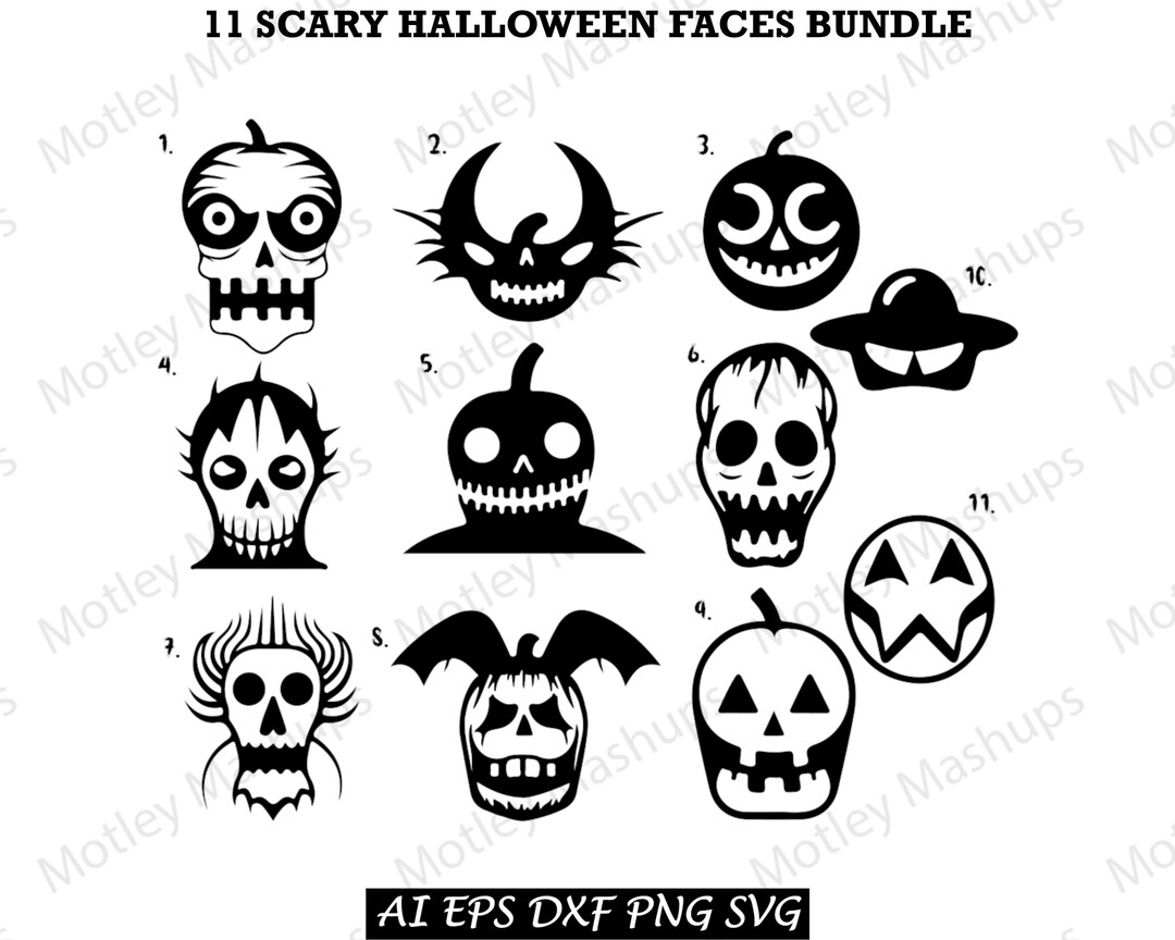 Halloween Horror Scary Faces Bundle SVG, Halloween Cricut Cut Design ...