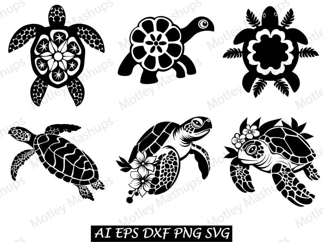 Turtle With Flowers SVG, Turtle SVG Dxf, Turtle Clipart, Turtle Cricut ...