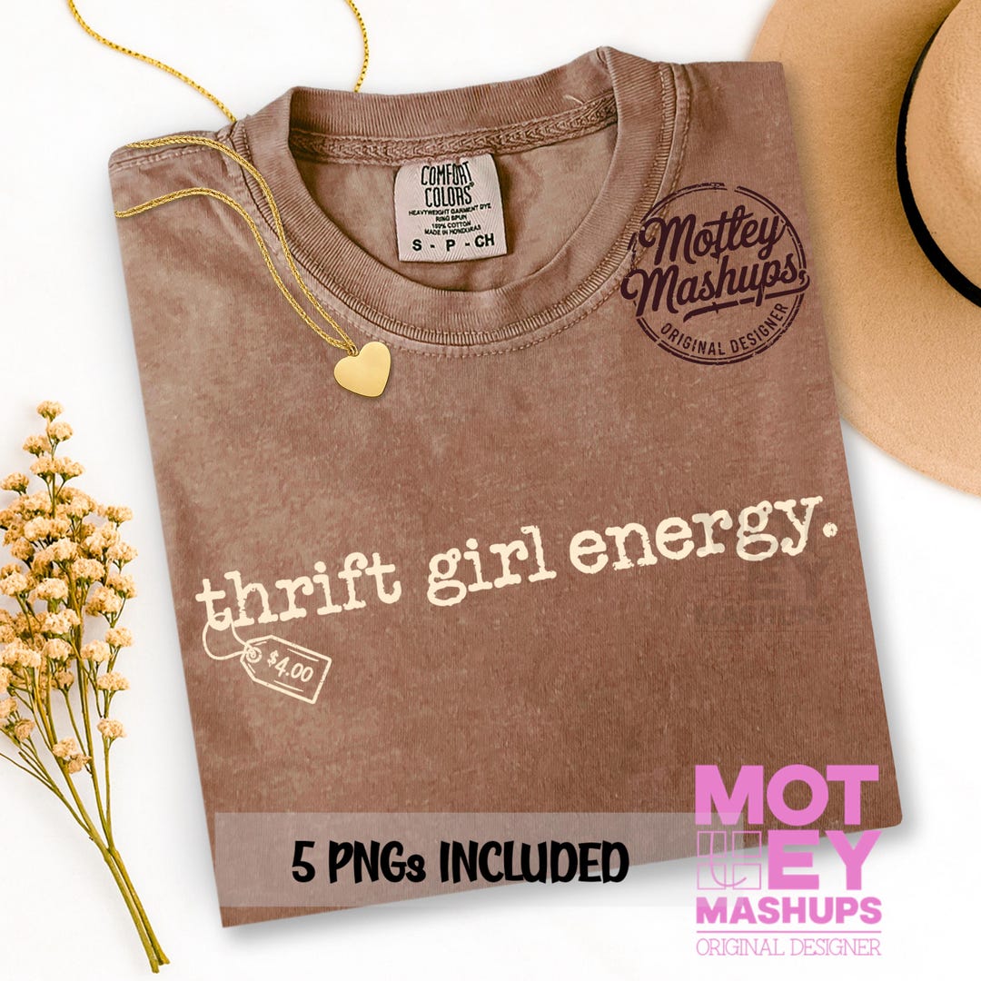 Trendy Thrift Girl Energy Png, Vintage Thrift Png, Minimalist Shirt ...