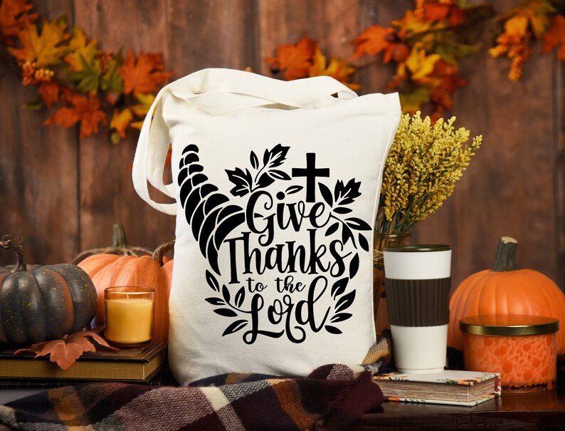 Thanksgiving Cornucopia SVG, Give Thanks Scripture, Christian Fall ...