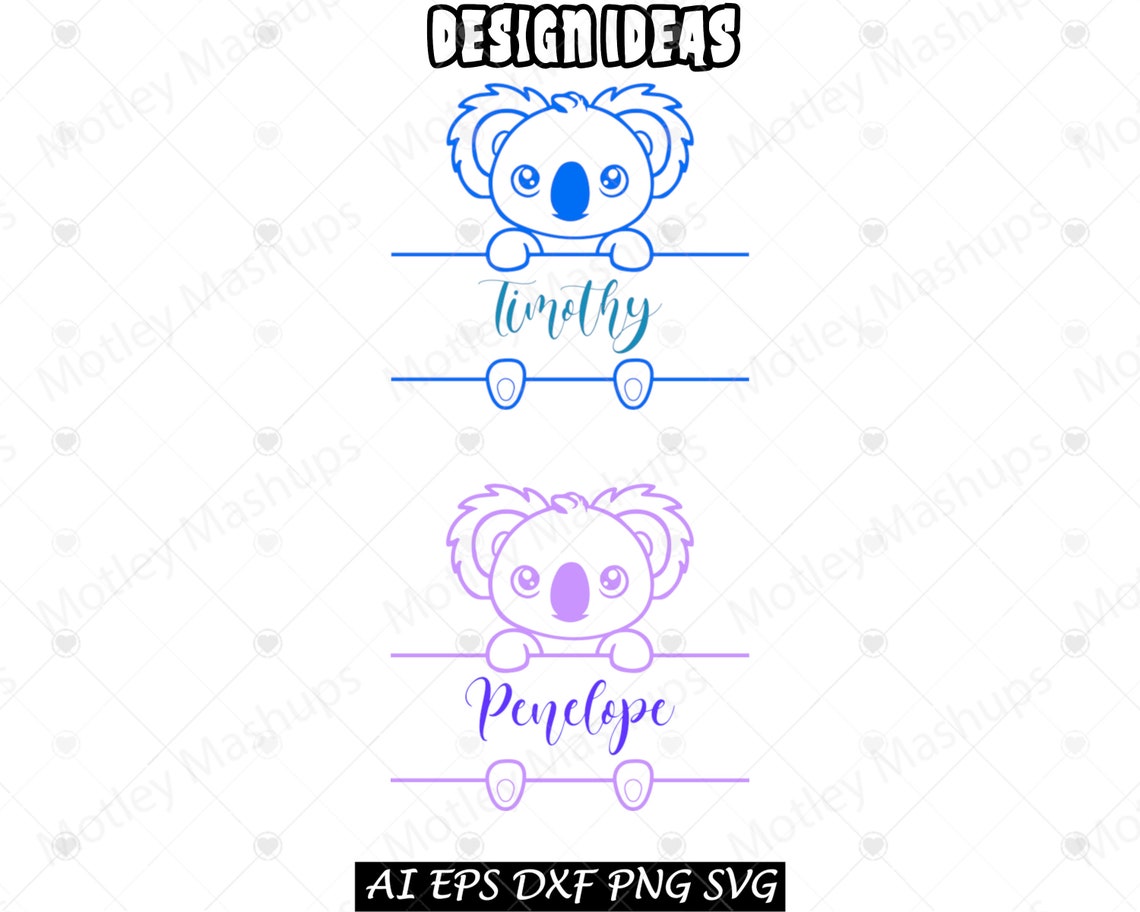 Koala Nursery Monogram Svg, Baby Koala SVG, Split Monogram Svg Png ...