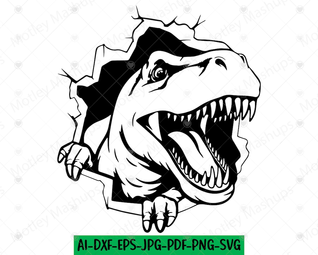 T-rex Scratch Svg, T-rex SVG PNG, Dinosaur Svg Png, Cracked Wall Svg ...
