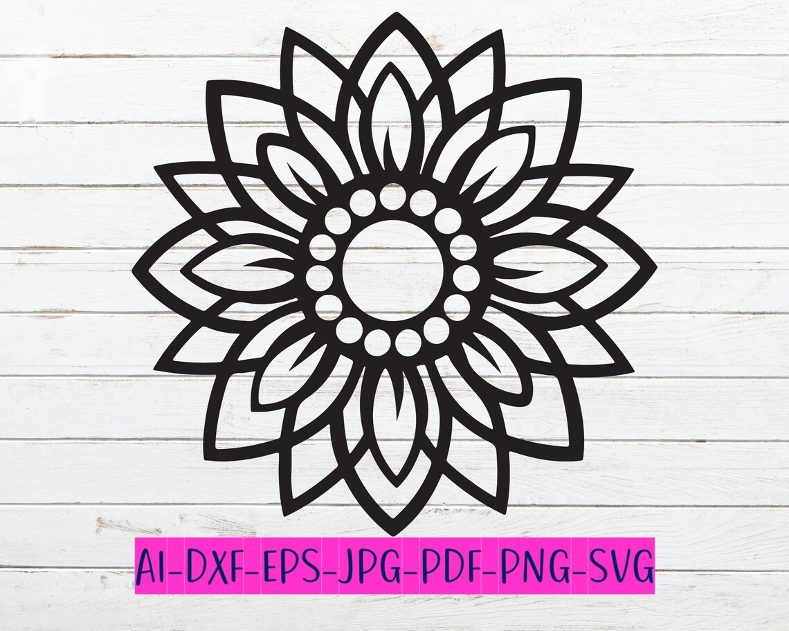 Sunflower Svg, Flowers Svg Png, Floral Svg Png, Sunflower Template Svg ...