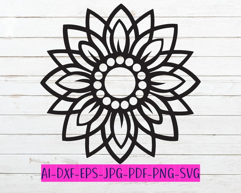 Sunflower Svg, Flowers Svg Png, Floral Svg Png, Sunflower Template Svg ...