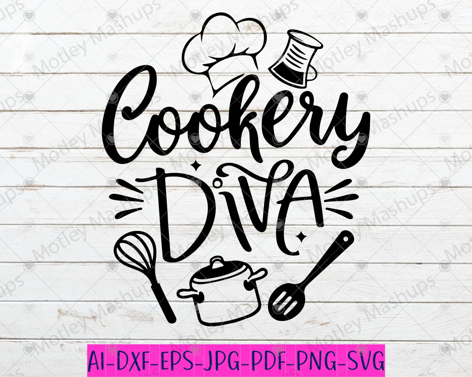 Cookery Diva Kitchen SVG, Chef PNG, Cricut Cut File (digital Download ...